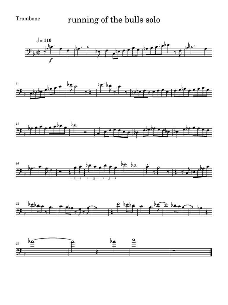 Running of The Bulls Solo-Trombone | PDF