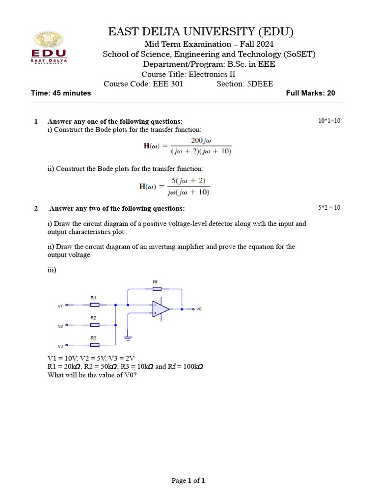 Mid Final Exam Ques Format | PDF