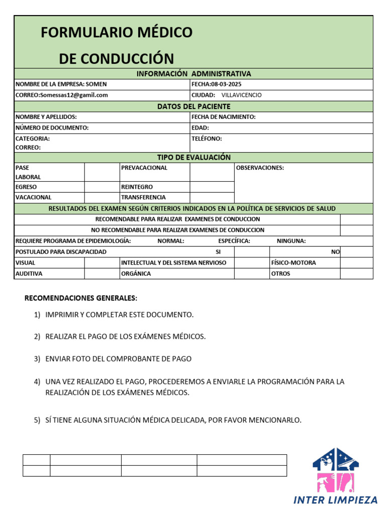 Formulario Medico-VILLAVICENCIO 2 | PDF