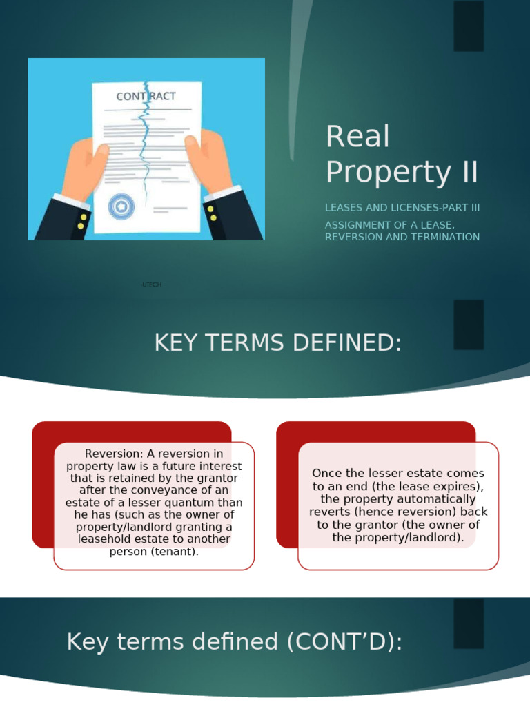 Assignment of Lease and Reversion Explained | PDF | Lease | Assignment ...