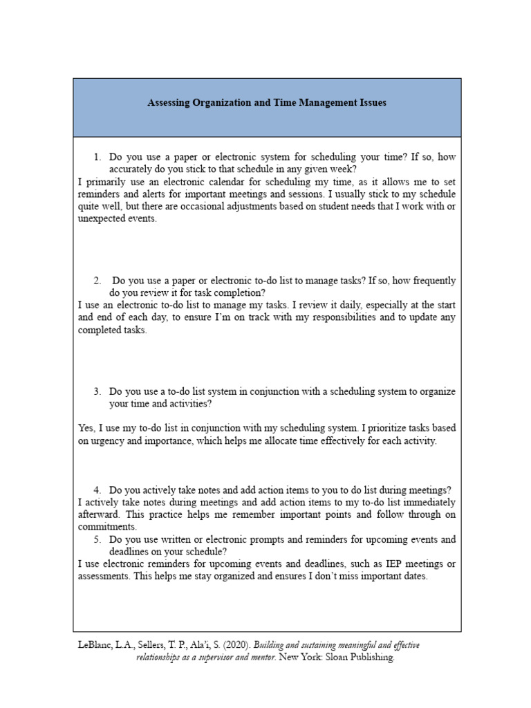 Leblanc Et Al. Chapter 8 Organizational and Time Management Skills ...