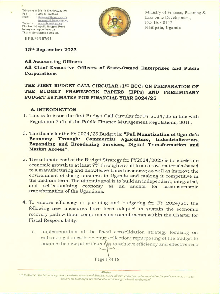 1ST Budget Call Circular Fy 2024-25-1 | PDF