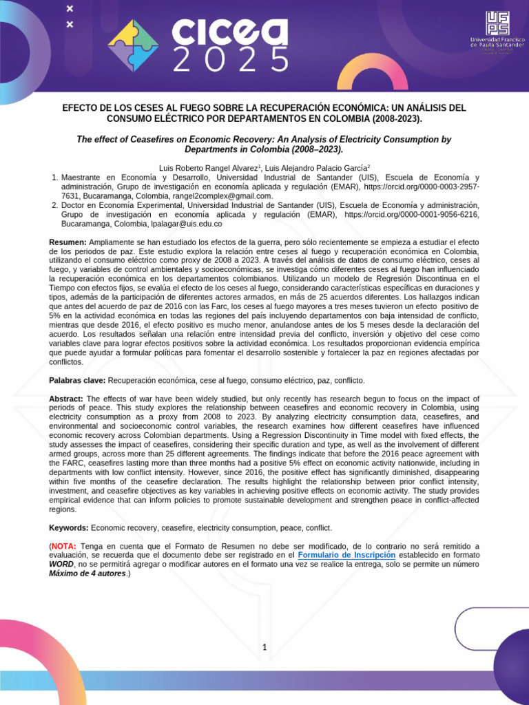 Formato CICEA 2025 | PDF | Colombia | Economias