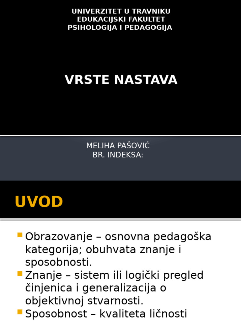 Vrste nastava | PDF