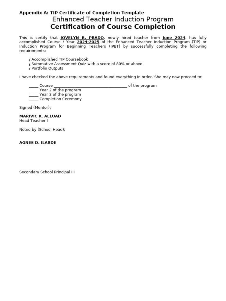 Appendix A. Course Completion Certificate | PDF