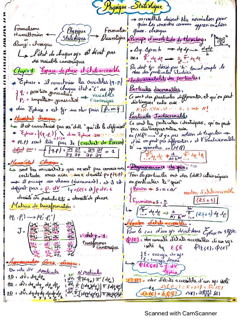 Résumé Physique Statistique SMP5 2024 | PDF