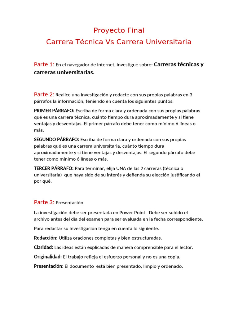 Comparativa de Carreras Técnicas y Universitarias | PDF