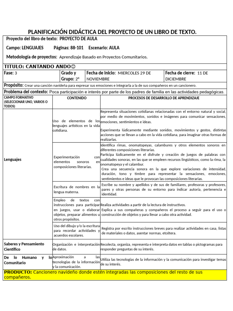 Proytecto Cantando Ando. | PDF | Canciones | Rima