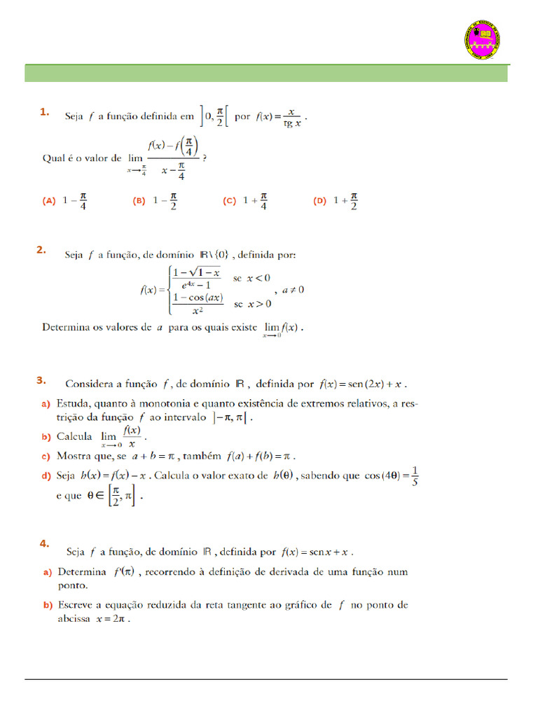 Ficha Formativa Nº9 - 12ºano | PDF