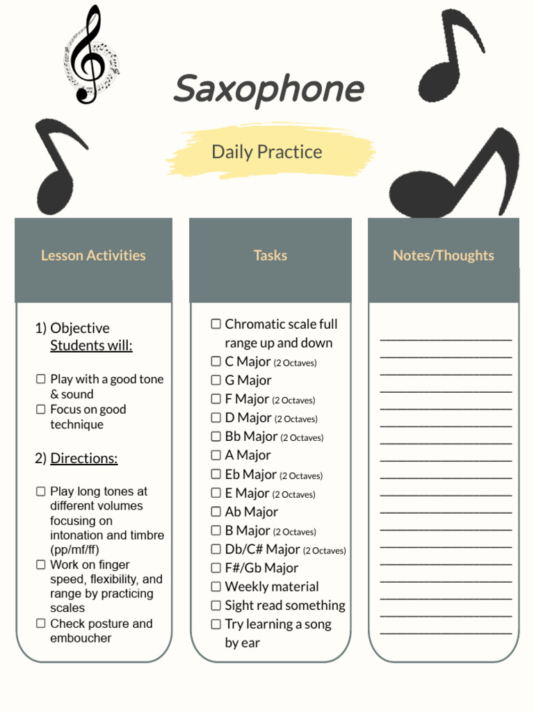 Daily Sax Beginner Students | PDF | Pitch (Music) | Music Theory
