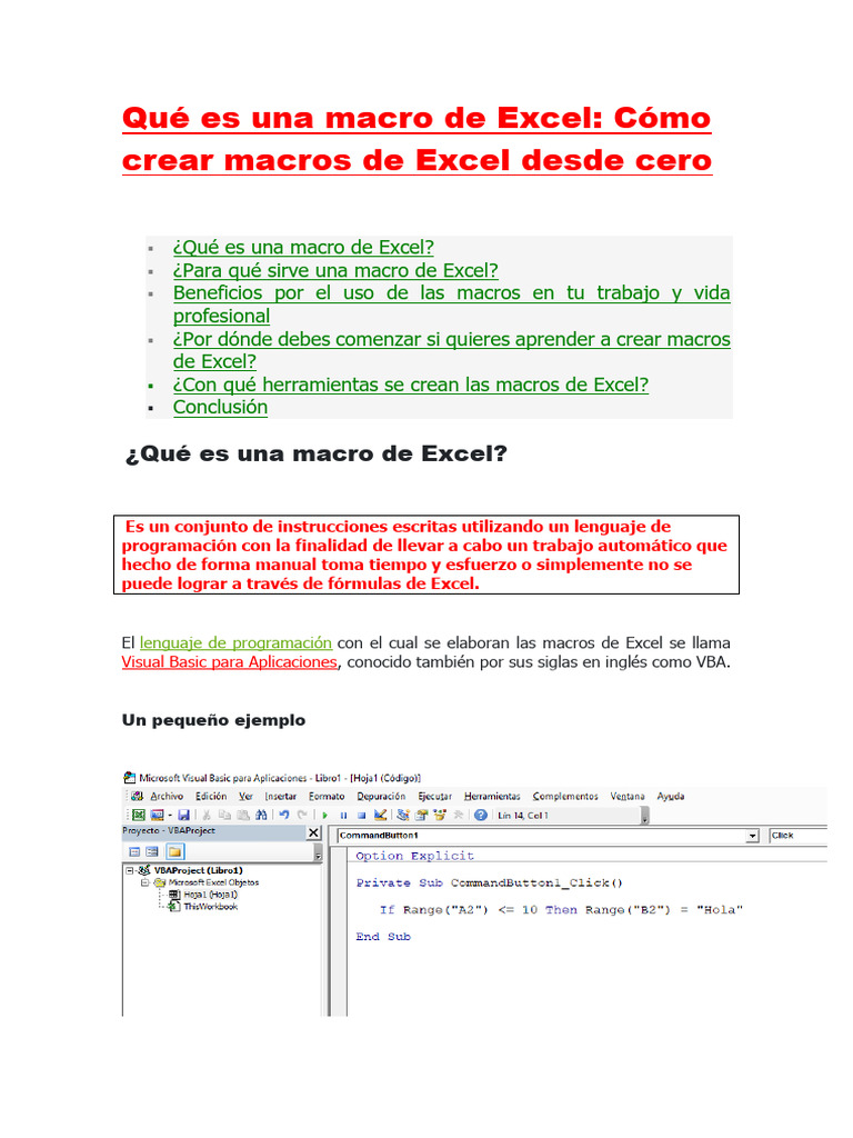 Qué Es Una Macro de Excel | PDF | Microsoft Excel | Macro (informática)