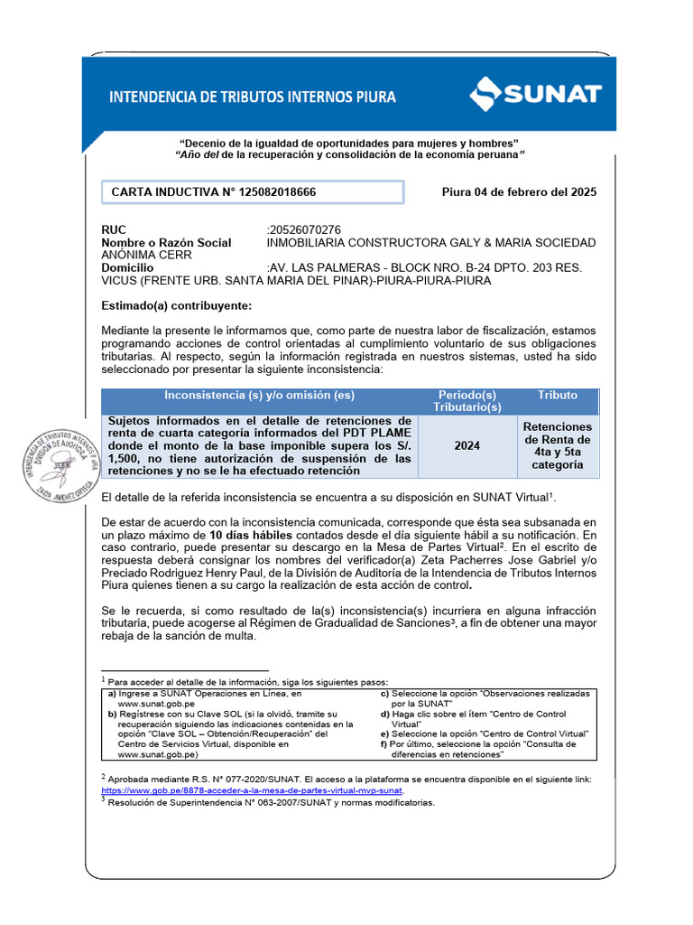 Carta Inductiva Inco | PDF