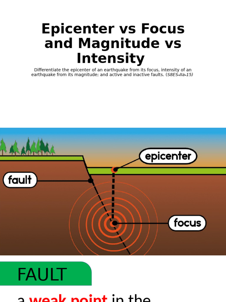 Epicenter Vs Focus and Magnitude Vs Intensity | PDF | Earthquakes ...