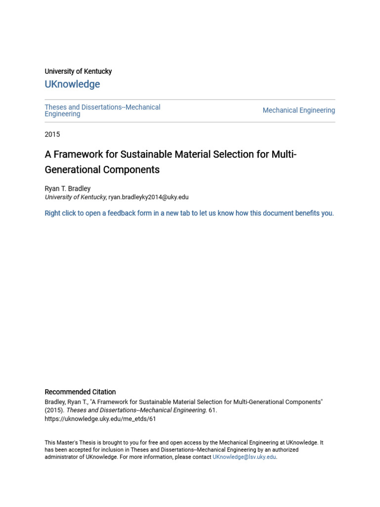 A Framework For Sustainable Material Selection For Multi-Generati | PDF ...