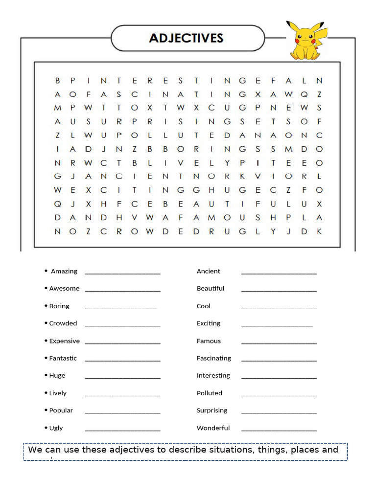 Wordsearch Exp8 Adjectives | PDF