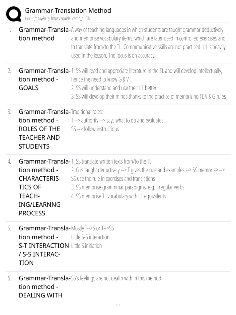 Overview of Grammar-Translation Method | PDF | Translations | Linguistics