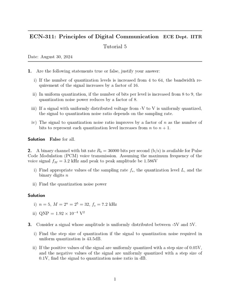 Tutorial5_Ans | PDF | Sampling (Signal Processing) | Bandwidth (Signal Processing)