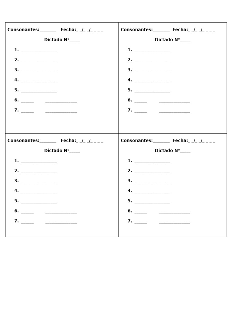 Formato de Dictado para Imprimir | PDF