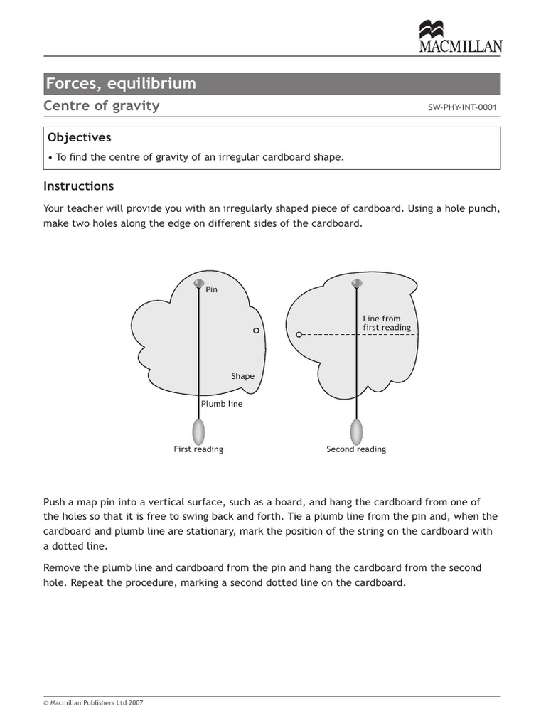 Finding Center of Gravity Worksheet | PDF | Center Of Mass