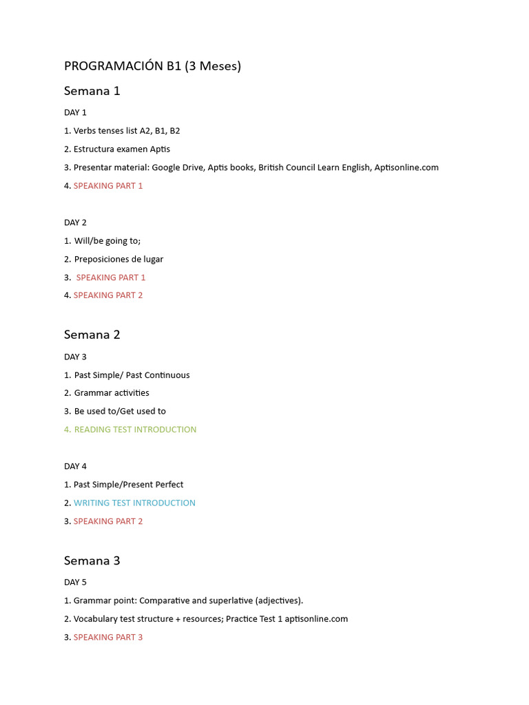 B1 English Program: 3-Month Curriculum | PDF | Verb | Linguistic Typology