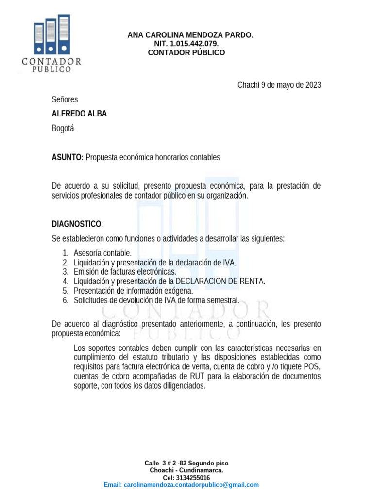 Propuesta Economica Alfredo Alba 2023 | PDF