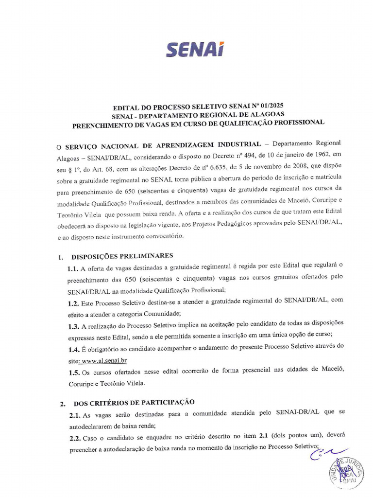 Edital de Gratuidade No01 2025 | PDF