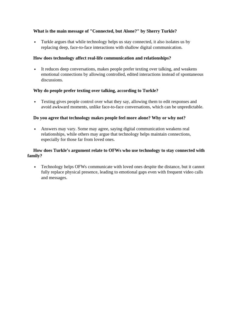 Connected But Alone Ted Talks | PDF