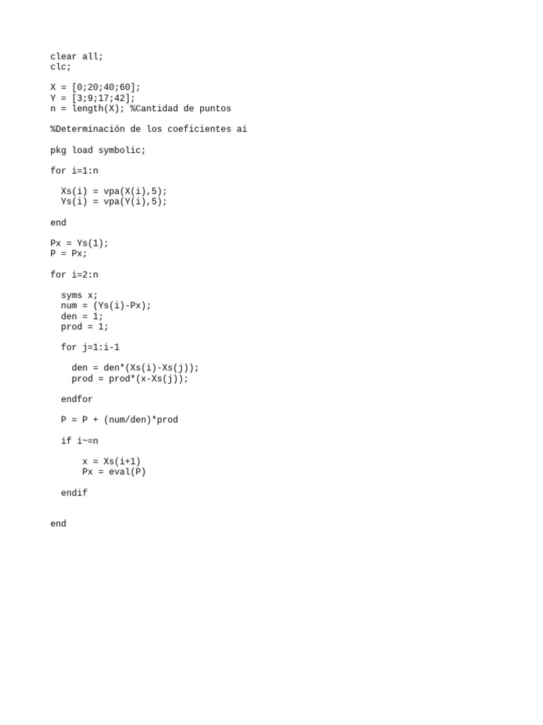 Lagrange Interpolation in MATLAB | PDF
