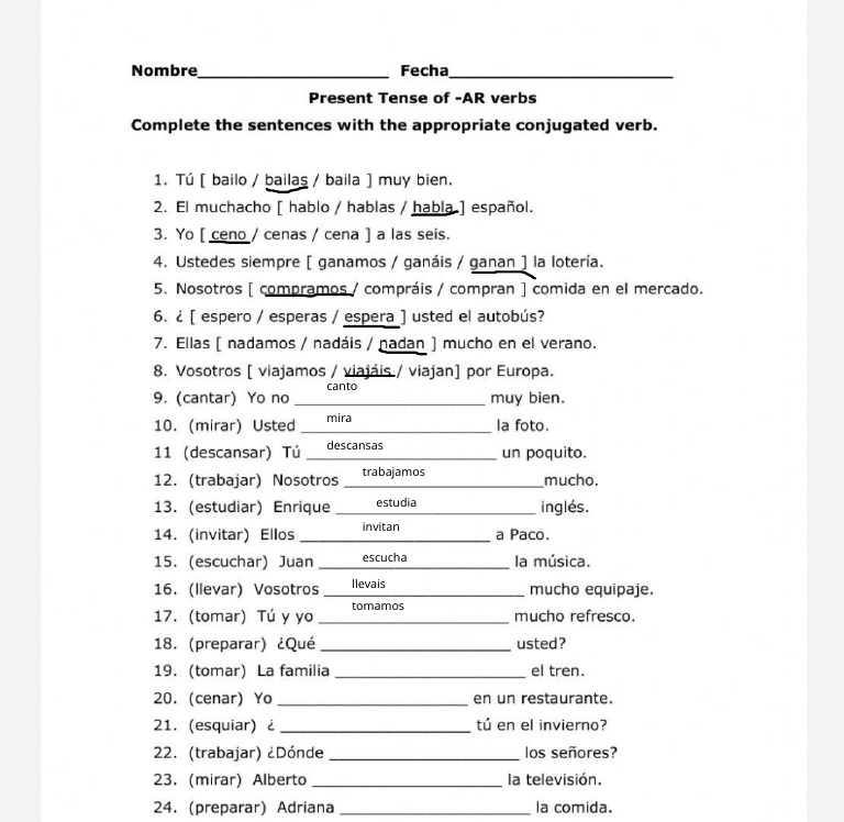 Spanish Practice 2 | PDF