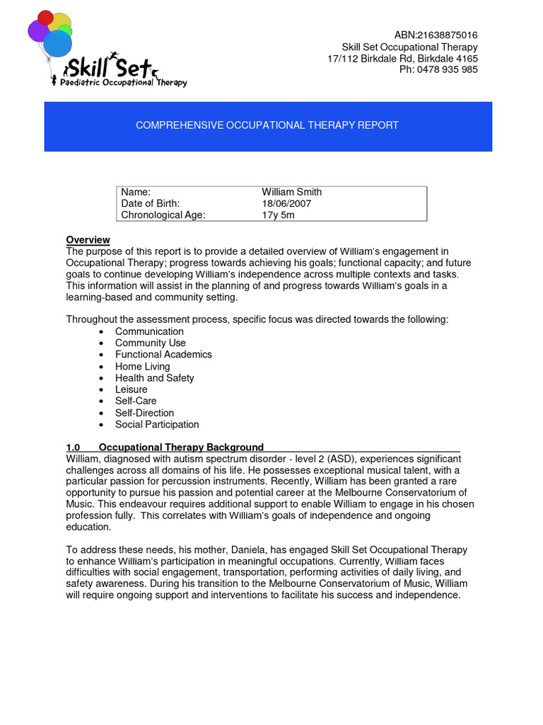 For You - Functional Capacity Report | PDF | Occupational Therapy ...
