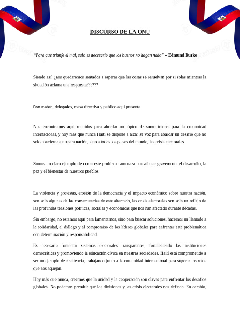 Discurso Onu Distriral | PDF