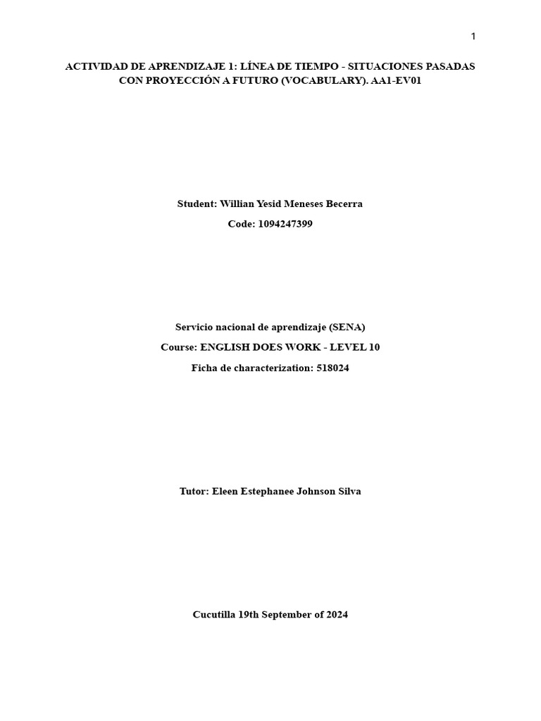 Actividad de Aprendizaje 1 - Willian Yesid Meneses Becerra - 1094247399 | PDF