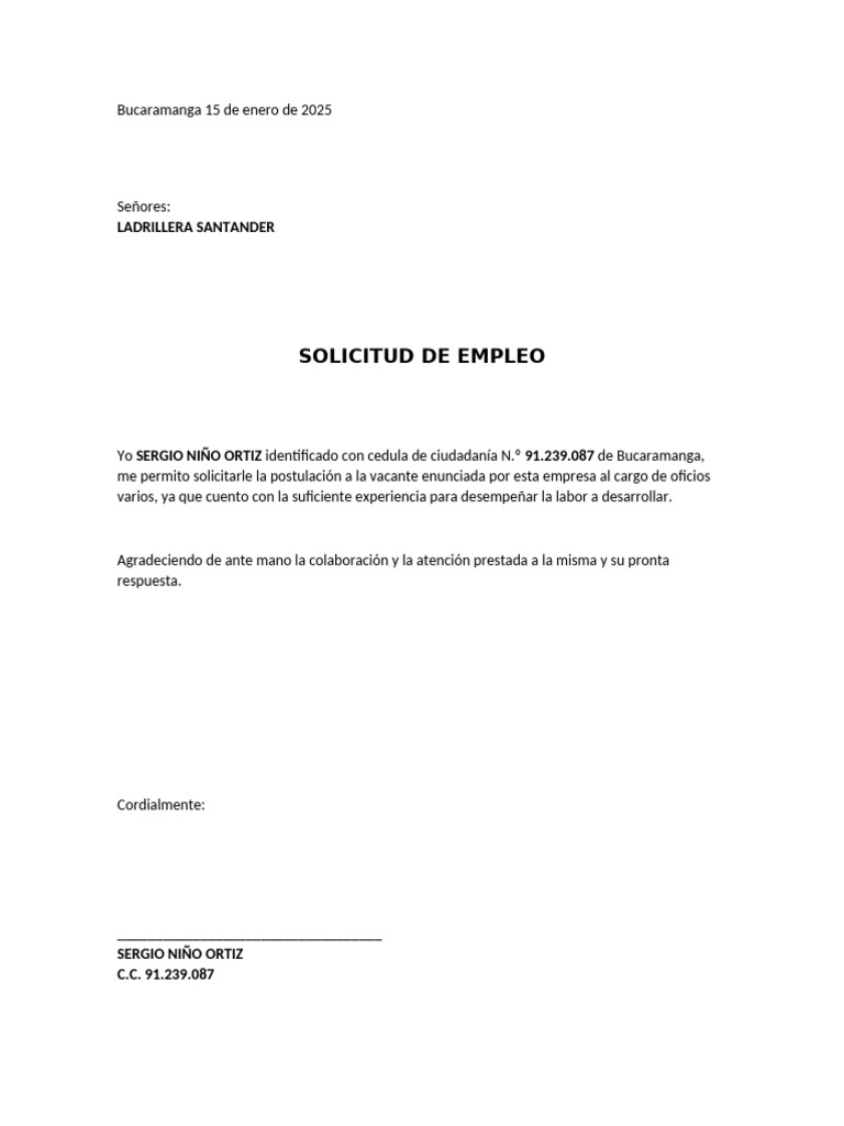 Solicitud de Empleo | PDF