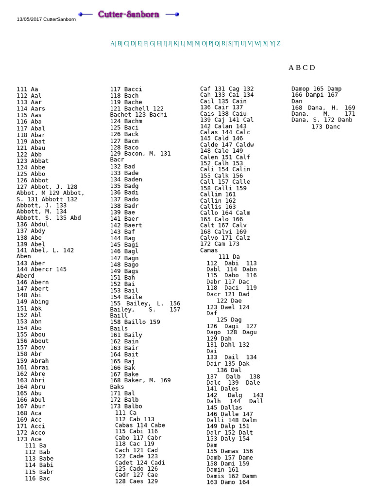 Tabela de Cutter-Sanborn | PDF
