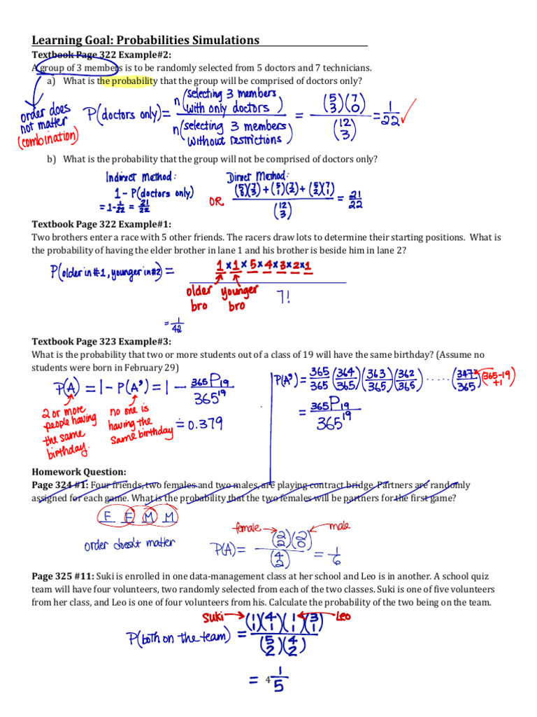 4.2 Probability Involving Counting Principles | PDF | Probability ...