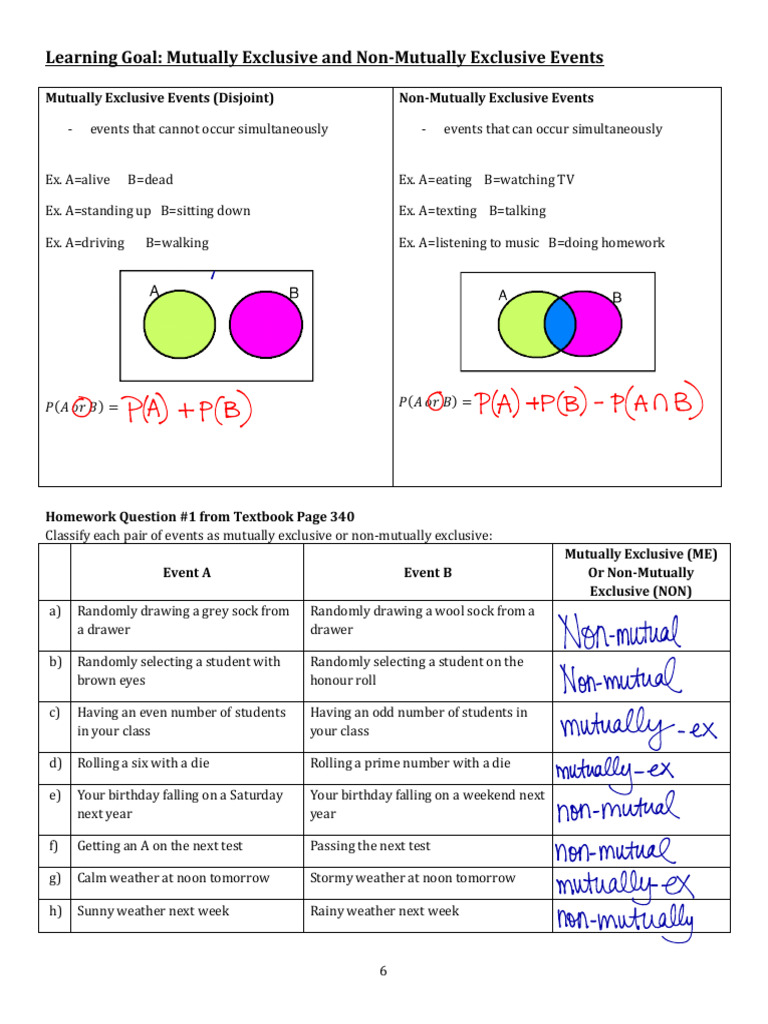 4.4 Mutually Exclusive and Non Mutually Exclusive Events | PDF ...