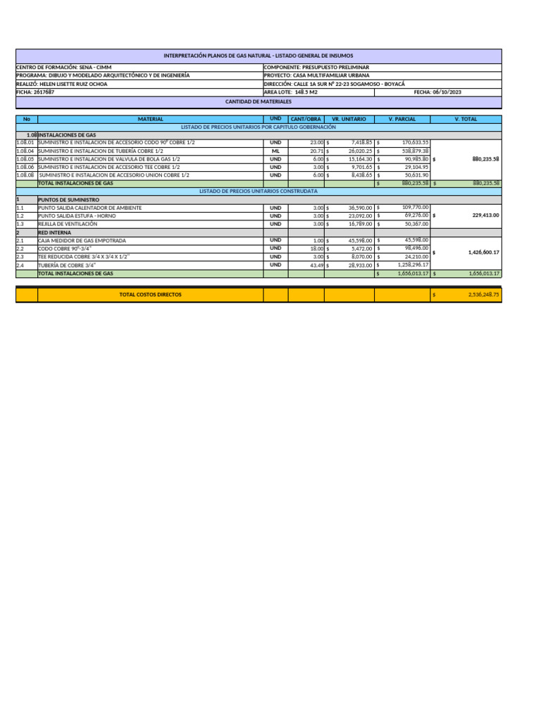 Interpretación Planos de Gas Natural P2 - Formato 1 | PDF