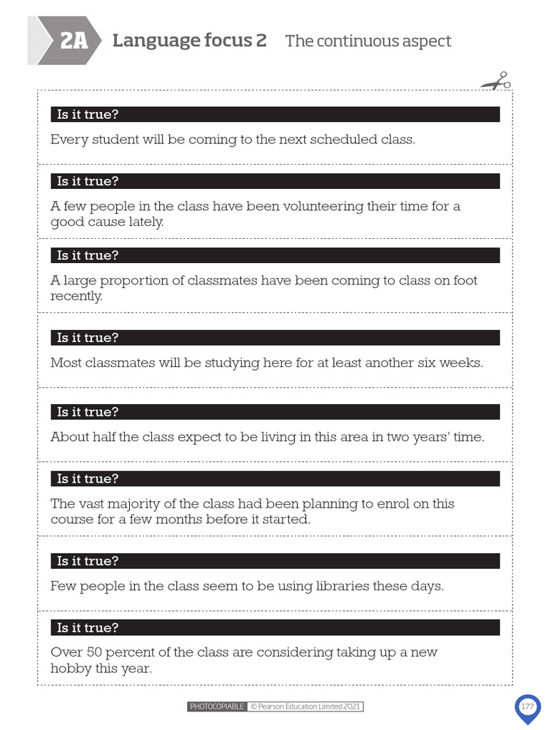 Continuous Aspect Language Exercises | PDF
