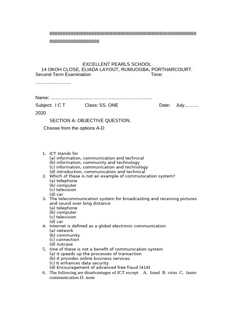 ICT SSS ONE, TWO AND THREE | PDF | Computer Data Storage | Digital Technology