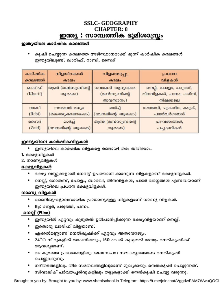 SHENIBLOG-SSLC-SOCIAL-GEOGRAPHY-CHAPTER 8-COMPREHENSIVE NOTE-MM | PDF