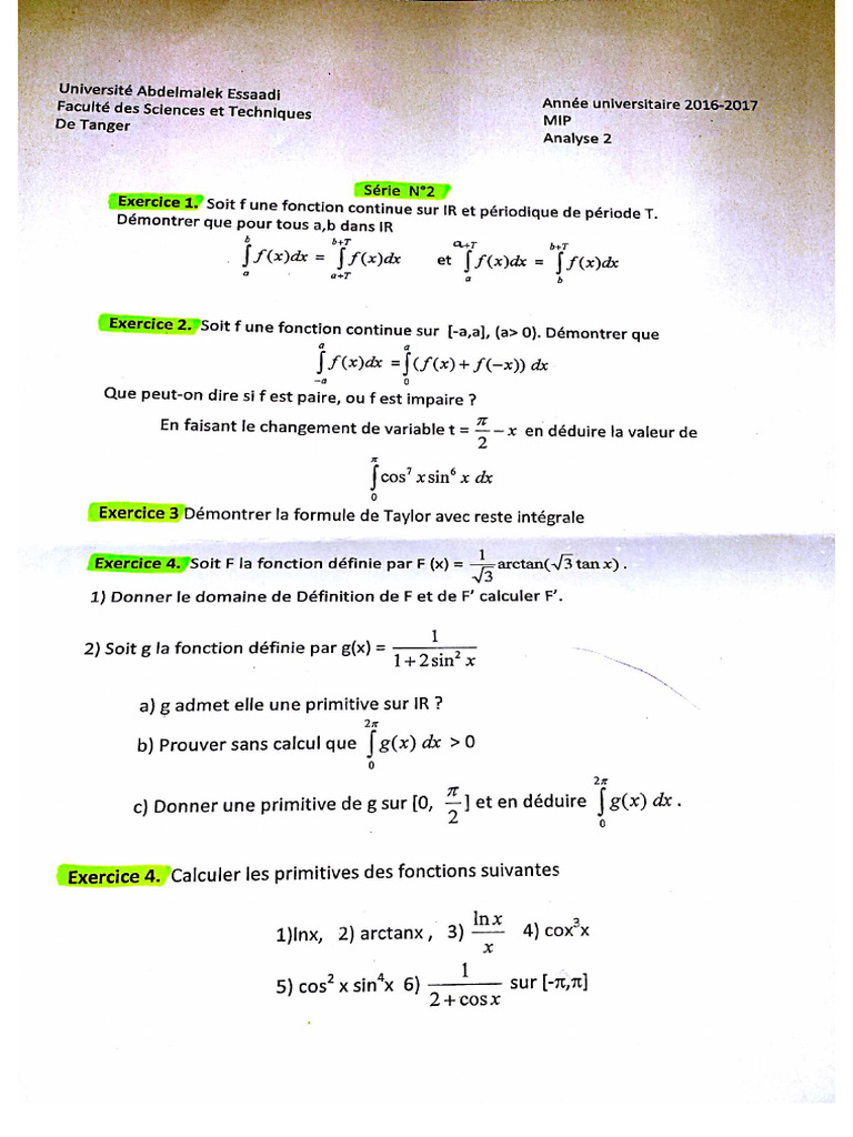 Analyse 2 TD 2 | PDF