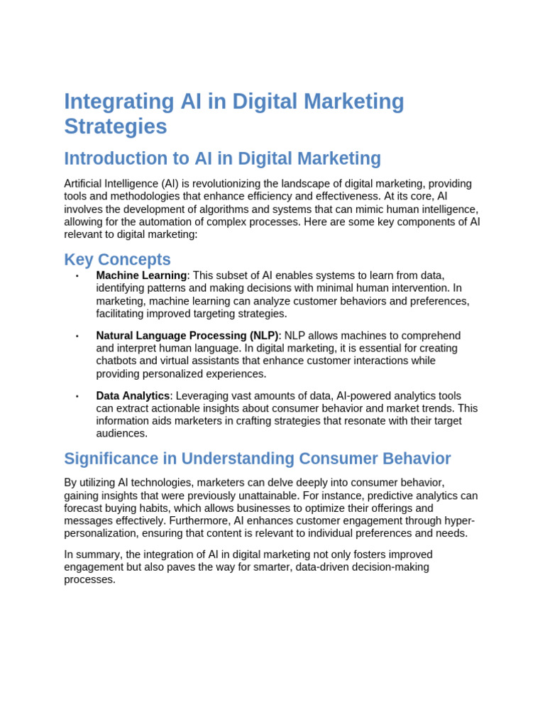 AI Integration in Digital Marketing Strategies | PDF | Artificial ...