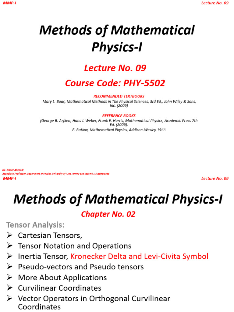 MMP-I Lecture No. 09 | PDF | Matrix (Mathematics) | Tensor