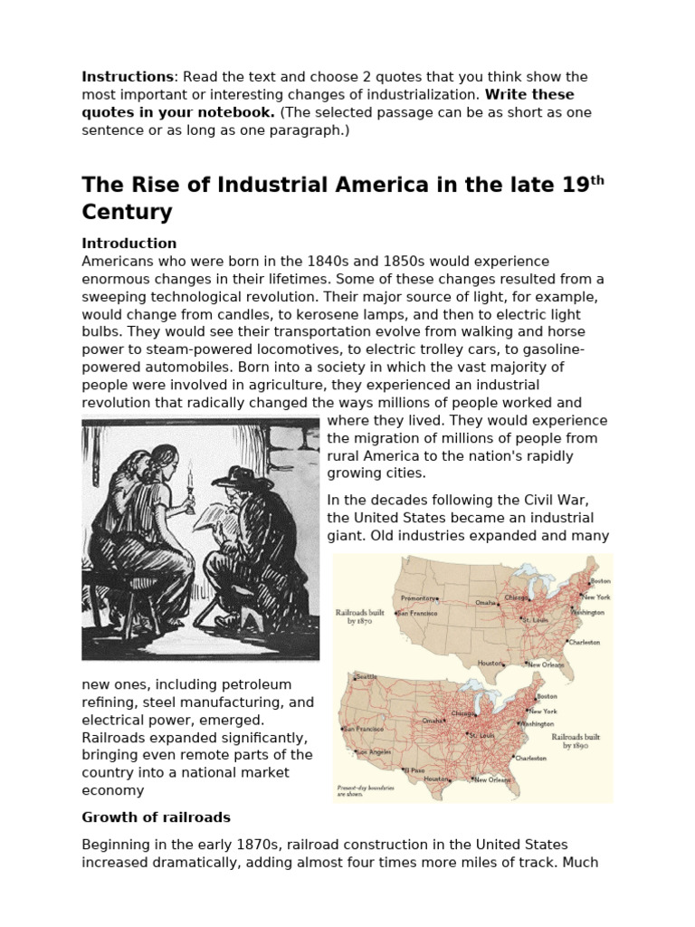 Industrialization's Impact on America | PDF | Rail Transport | Immigration