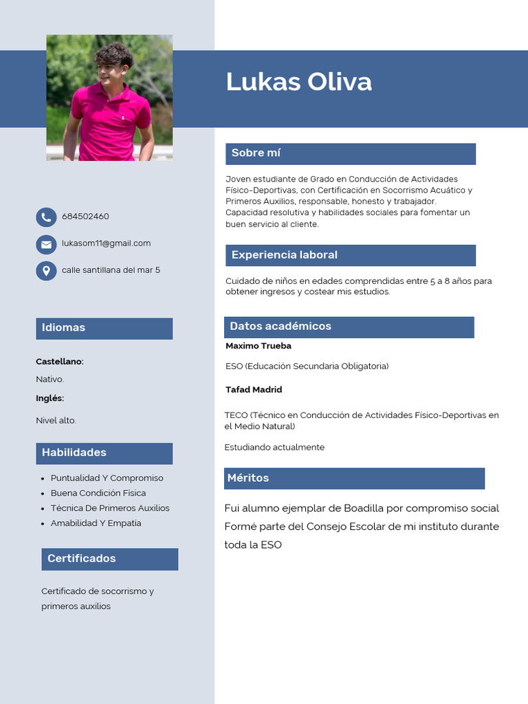 Curriculum Lukas Oliva | PDF