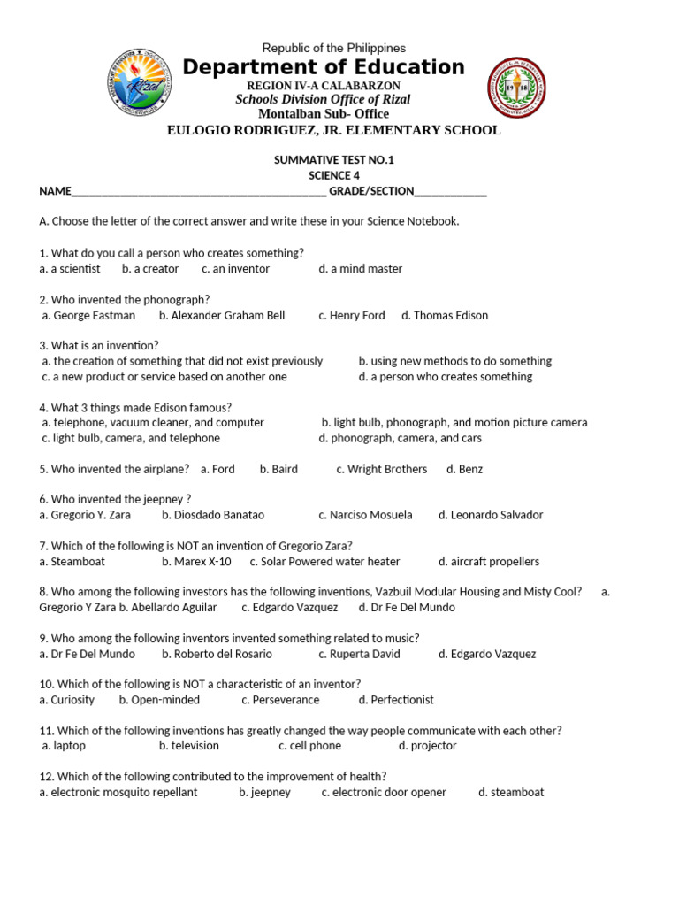 Science Summative Test | PDF | Materials