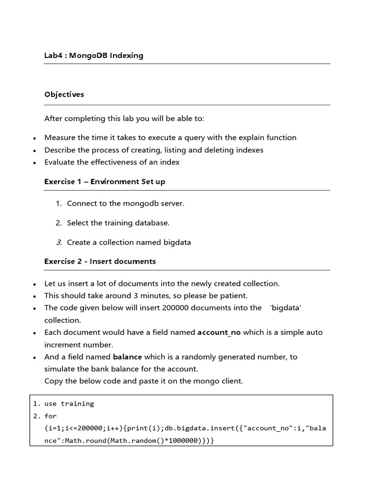 Lab3 MongoDB Indexing VST | PDF | Mongo Db | Software