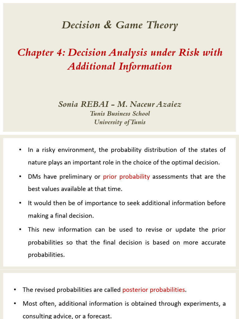 Chapter 4 Decision with additional information | PDF | Probability | Applied Mathematics