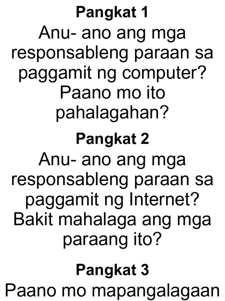 Pangkat 1 Anu - Ano Ang Mga Responsableng Paraan Sa Paggamit NG ...