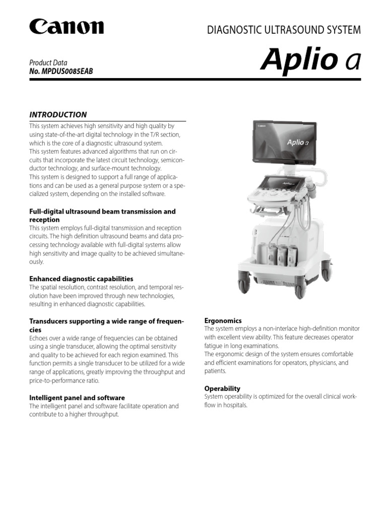 Product Data Aplio A | PDF | Medical Ultrasound | Medical Imaging